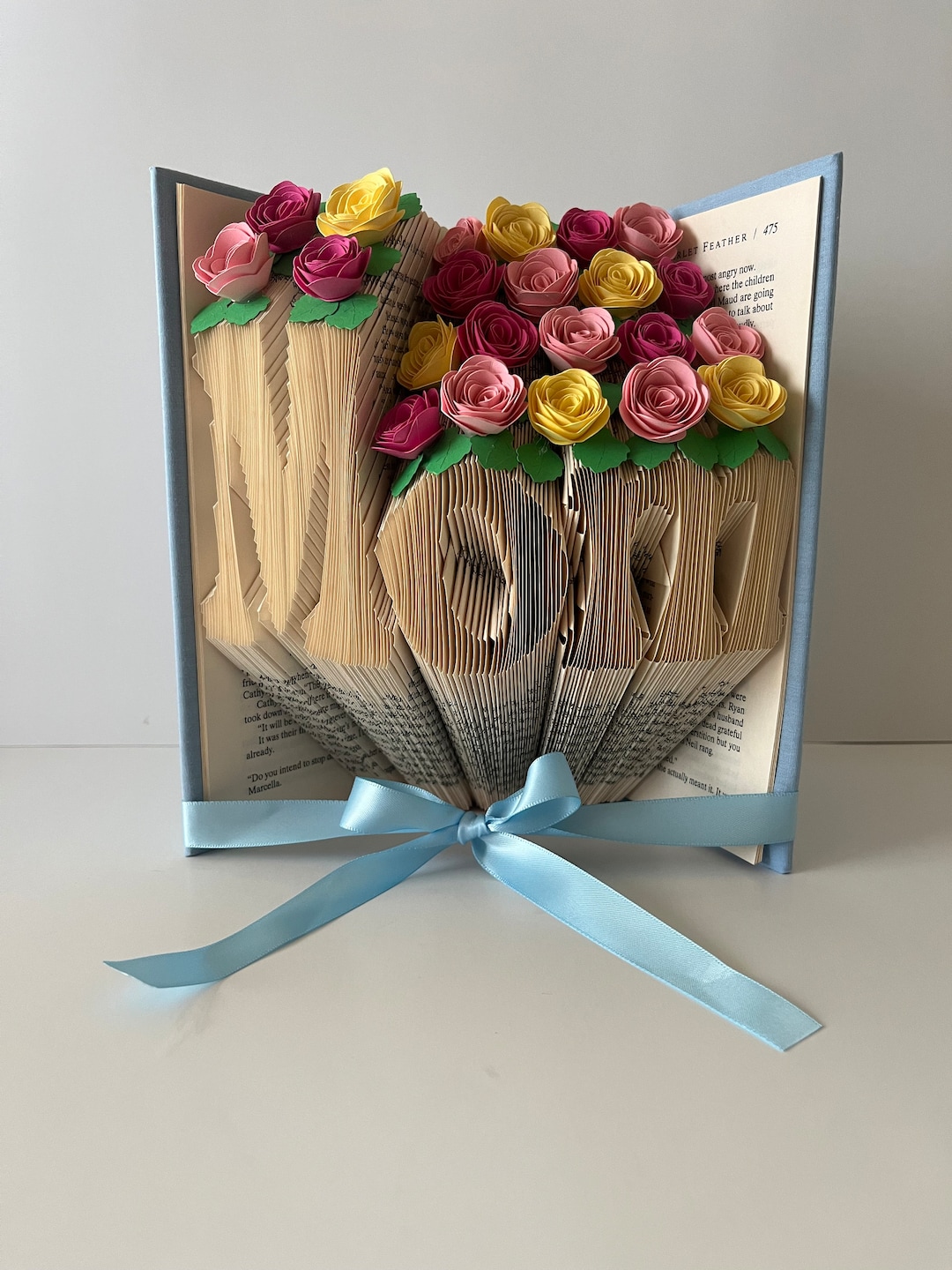 Mom Gift, Present for Mom, Mom Sculpture, Paper Flowers, Unique Book ...