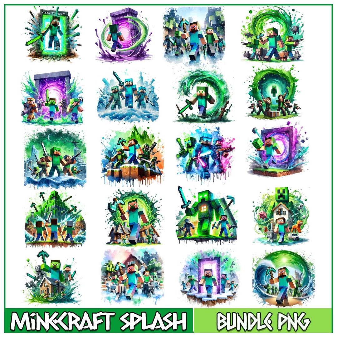 Minecraft Splash Bundle,minecraft Stickers Png,transparent Background ...