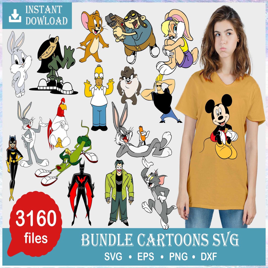 Cartoon Characters Mega Bundle Svg, Cricut Printable Clipart Silhouette ...