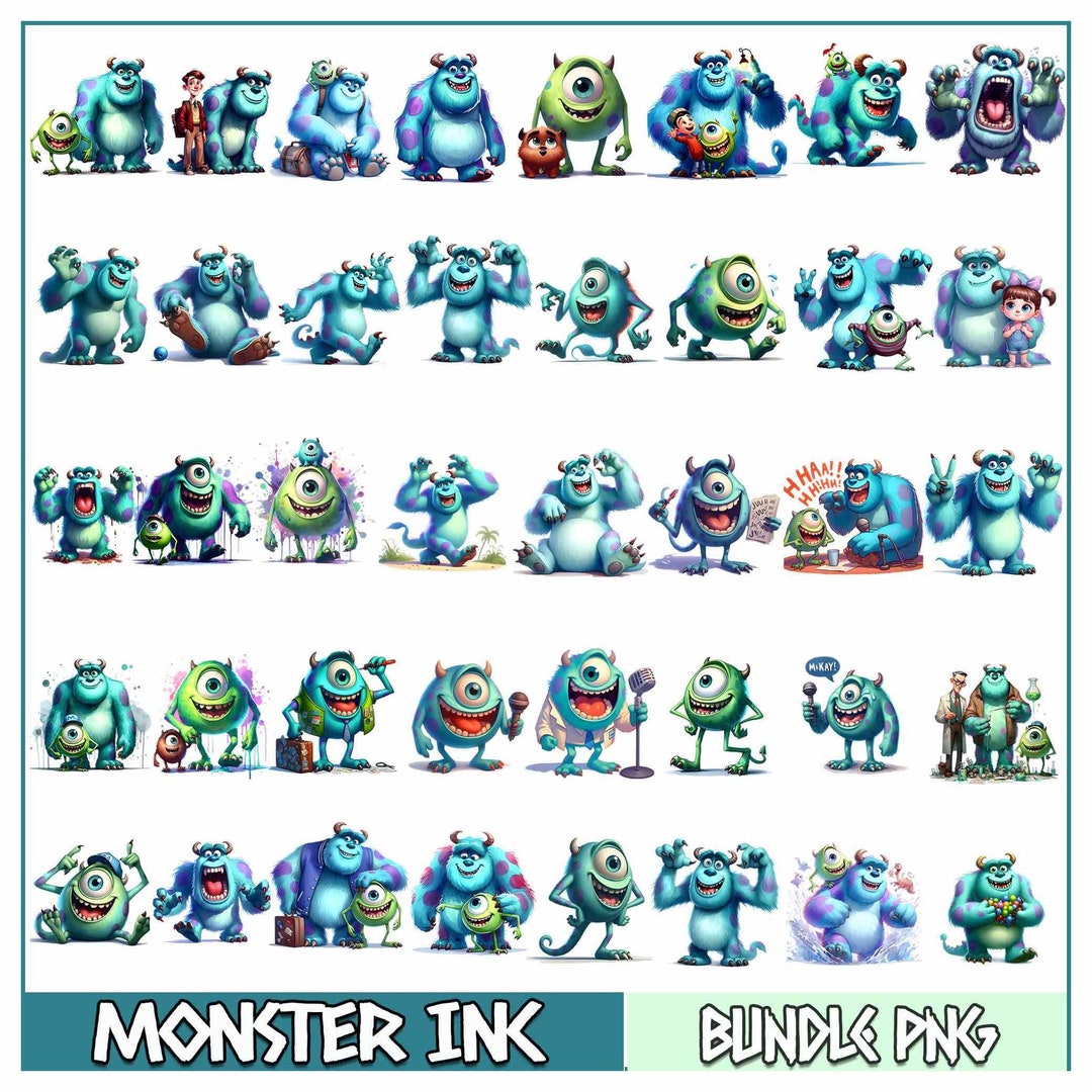 Monster Inc Bundle, Monster Inc Clip Art, Monster Inc Watercolor ...