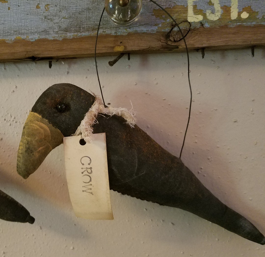 Primitive Crow on Wire - Etsy
