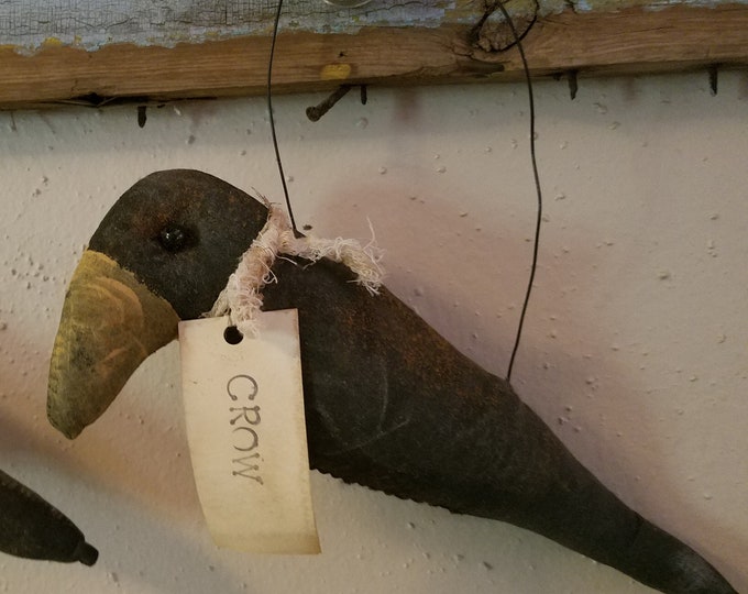 Primitive Crow on Wire - Etsy