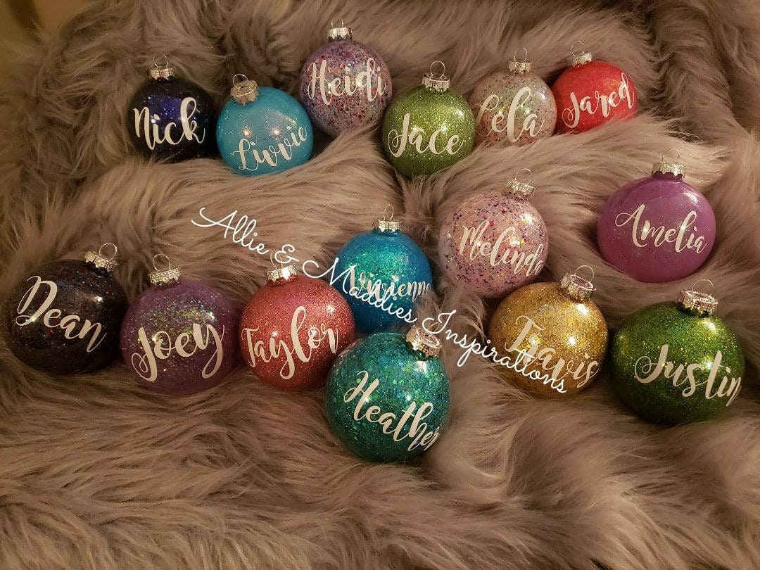Custom Personalized Small Glitter Ornaments - Etsy