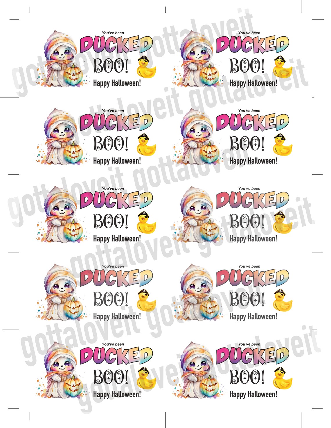 Printable Halloween Duck Tags, You've Been Ducked Tags (PDF and JPG) - Etsy