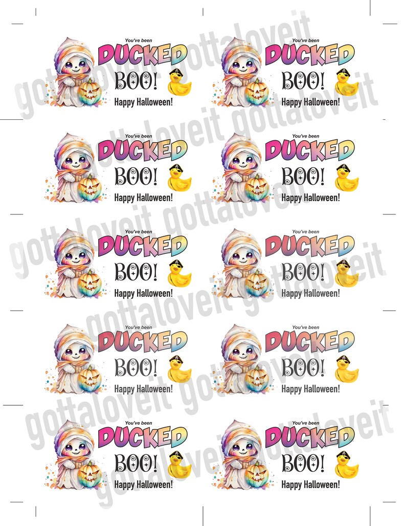 Printable Halloween Duck Tags, You've Been Ducked Tags (PDF and JPG) - Etsy