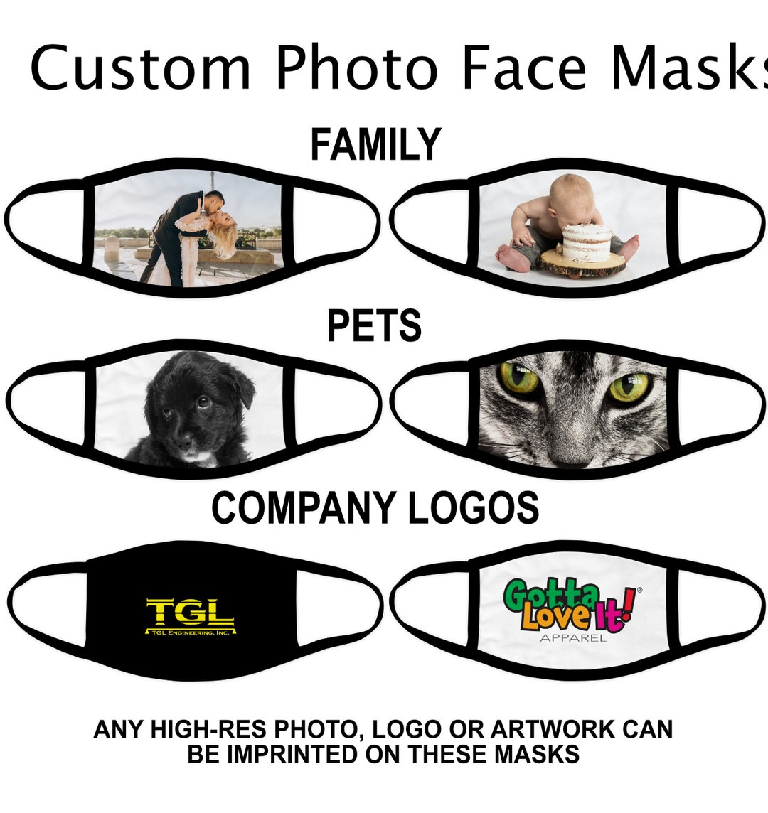 Custom Photo Face Mask: Personalized Logo Mask, Adjustable - Etsy