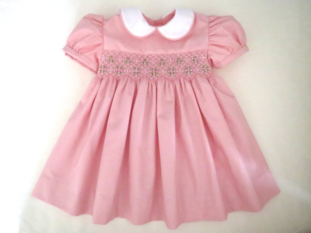 Lovely Light Pink and White Hand Smocked Dress for Baby Girl. Toddler ...