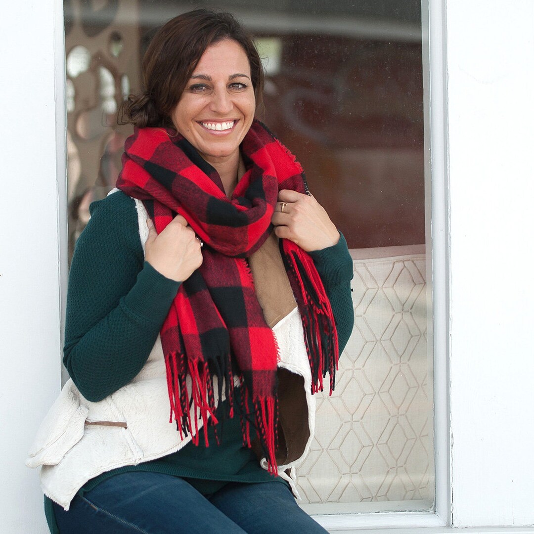 Monogrammed Buffalo Check Scarf - Etsy