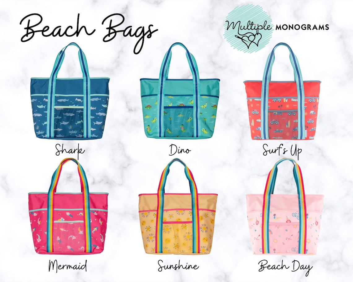 Children's Beach Tote With Embroidery Personalization - Etsy