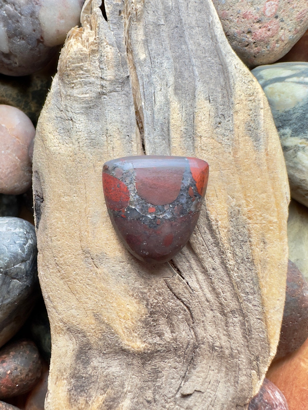 Dark Colored Lake Michigan Pudding Stone With Hematite Cabochon - Etsy