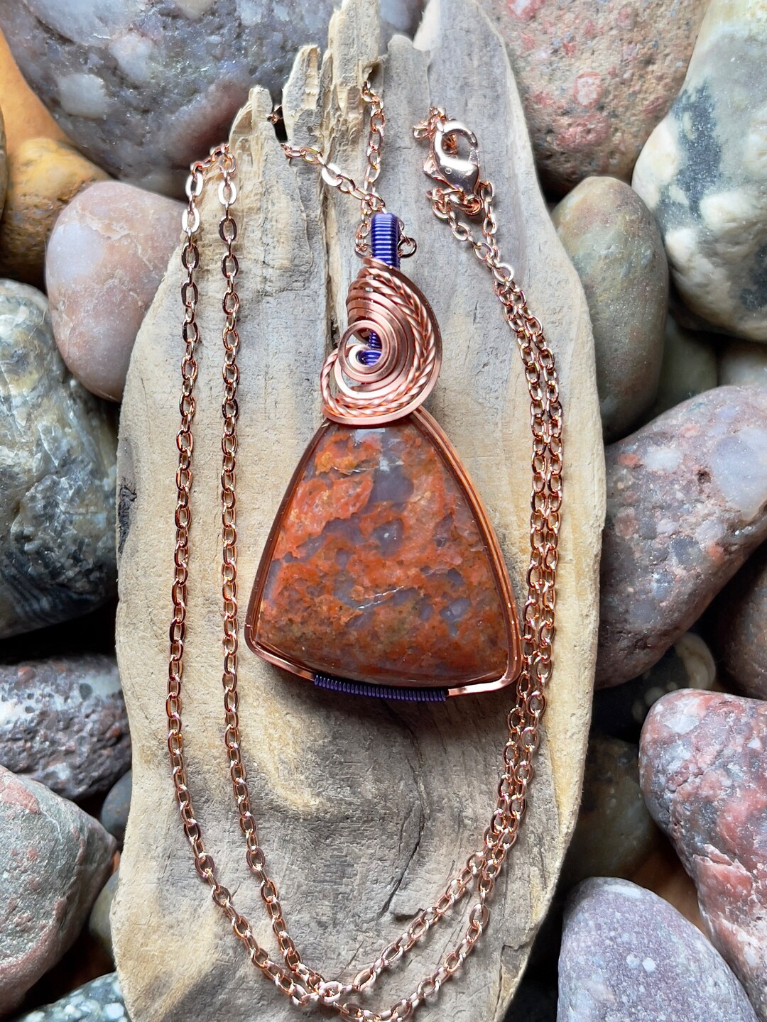 Red and Purple Lake Superior Granite Pendant - Etsy