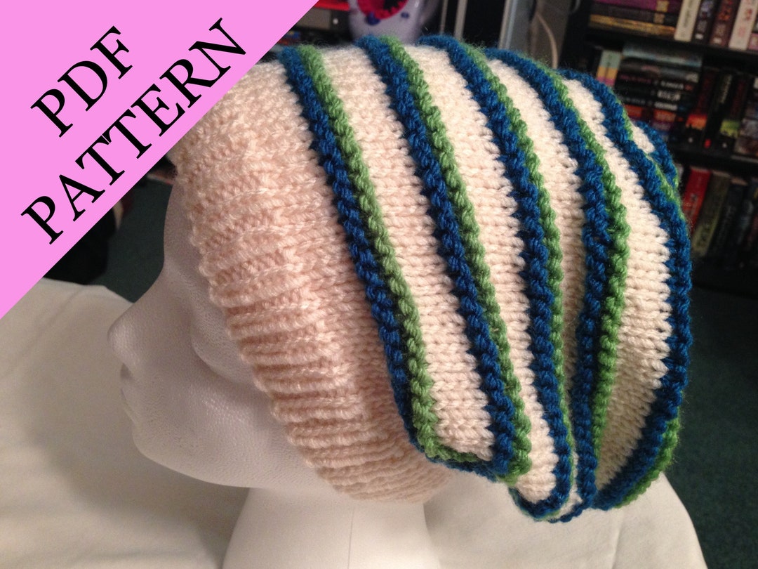 Double Ridge Slouch Hat Pattern (PDF) - Circular Knit [unisex/loose Fit ...