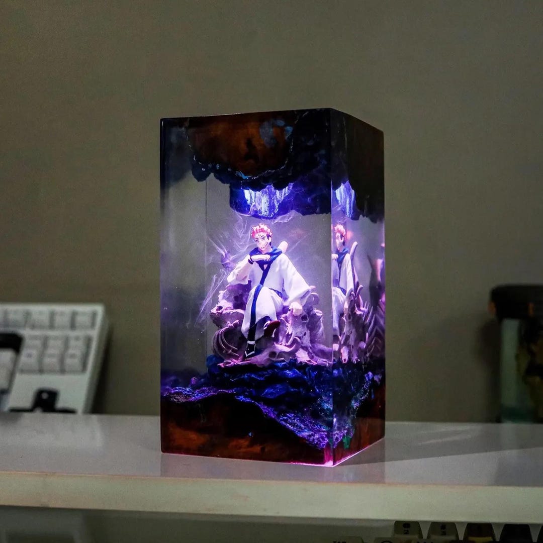 Ryome'n Suku.na Anime Epoxy Resin Wood Lamp Night Light Unique Her Him ...