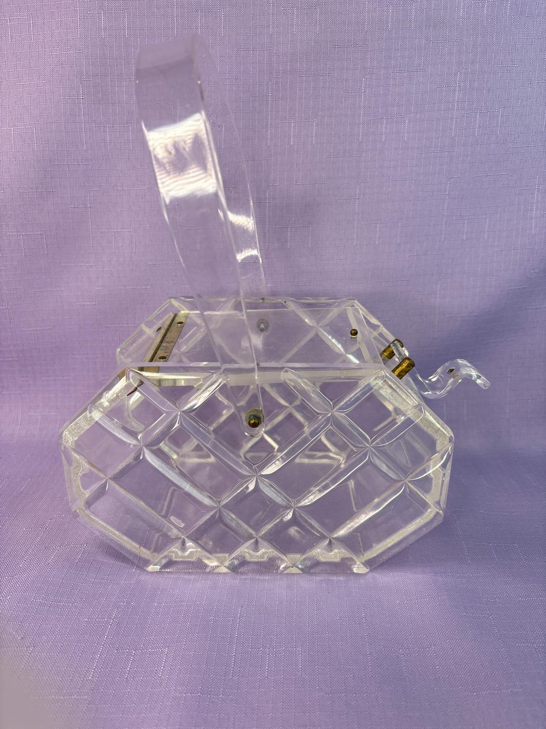 Vintage 1950s Clear Lucite Box Handbag, Clear Lucite Top Handle Purse ...