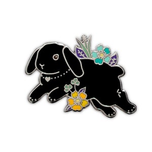 Black Lop Bunny Pin, Enamel Pin, Rabbit Pin, Bunny Pin, White Rabbit ...