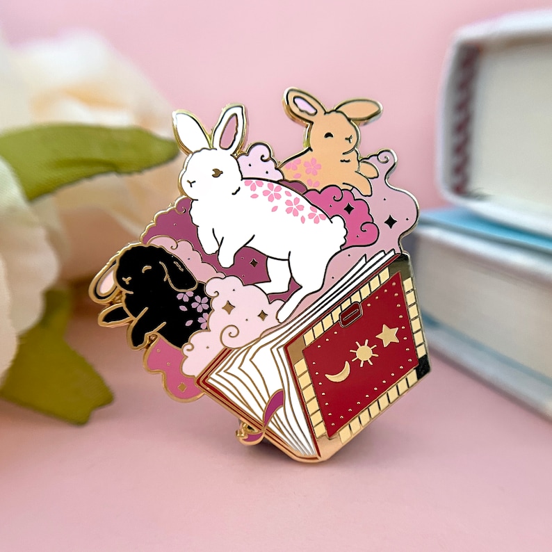 Magical Spell Book Rabbit Enamel Pin Rabbit Pin Enamel Pin - Etsy