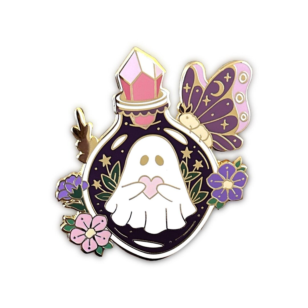 Ghost in a Bottle Enamel Pin, Ghost Pin, Spooky Pins, Art Gift, Gift ...