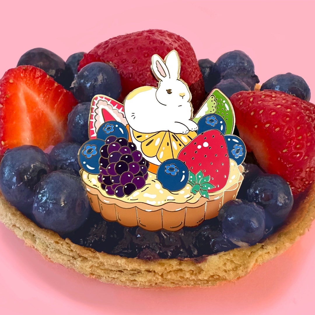 Fruit Tart Rabbit Enamel Pin, Bunny Enamel Pin, Rabbit Enamel Pin ...
