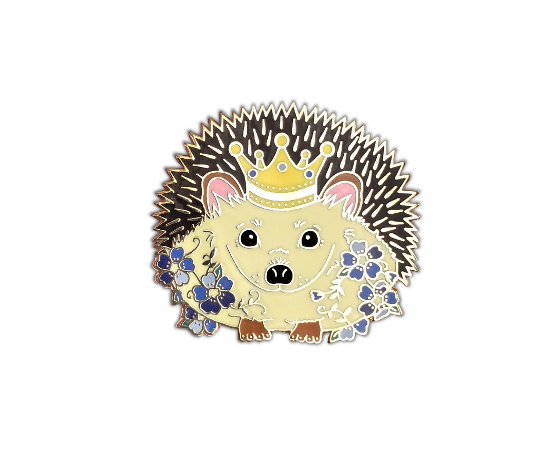 Hedgehog Hard Enamel Pin, Crowned Hedgehog, Woodland Creature ...