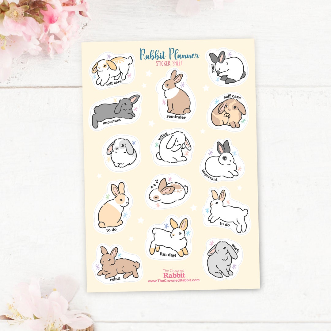 Rabbit Planner Vinyl Sticker Sheet, Planner Stickers, Planner, Rabbit ...