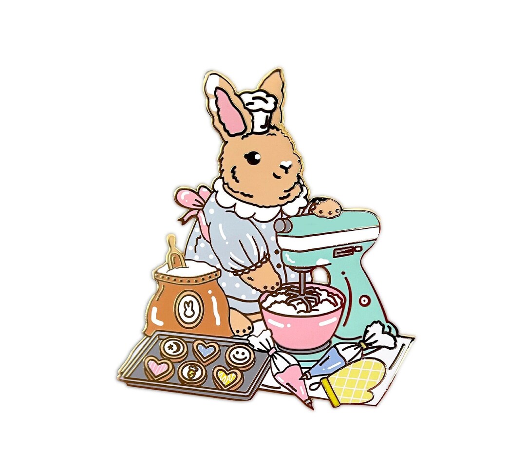 Baker Rabbit Enamel Pin, Bunny Enamel Pin, Rabbit Enamel Pin, Rabbit ...