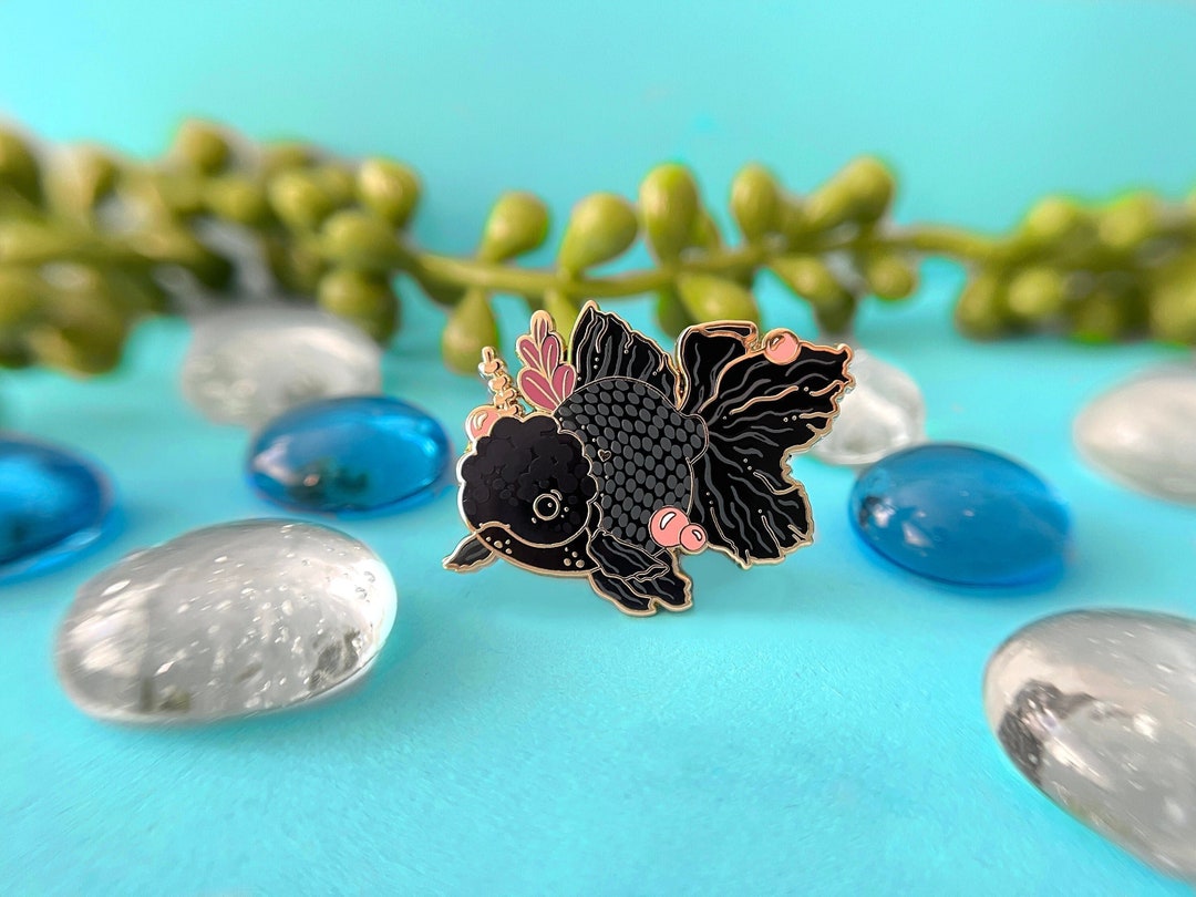 Black Oranda Goldfish Enamel Pin, Oranda Goldfish, Oranda Pin, Oranda ...
