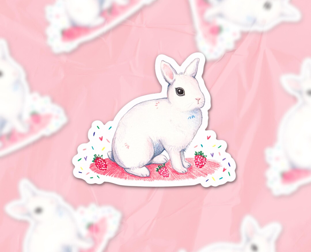 White Hotot Rabbit Die Cut Sticker: Durable Vinyl - Etsy