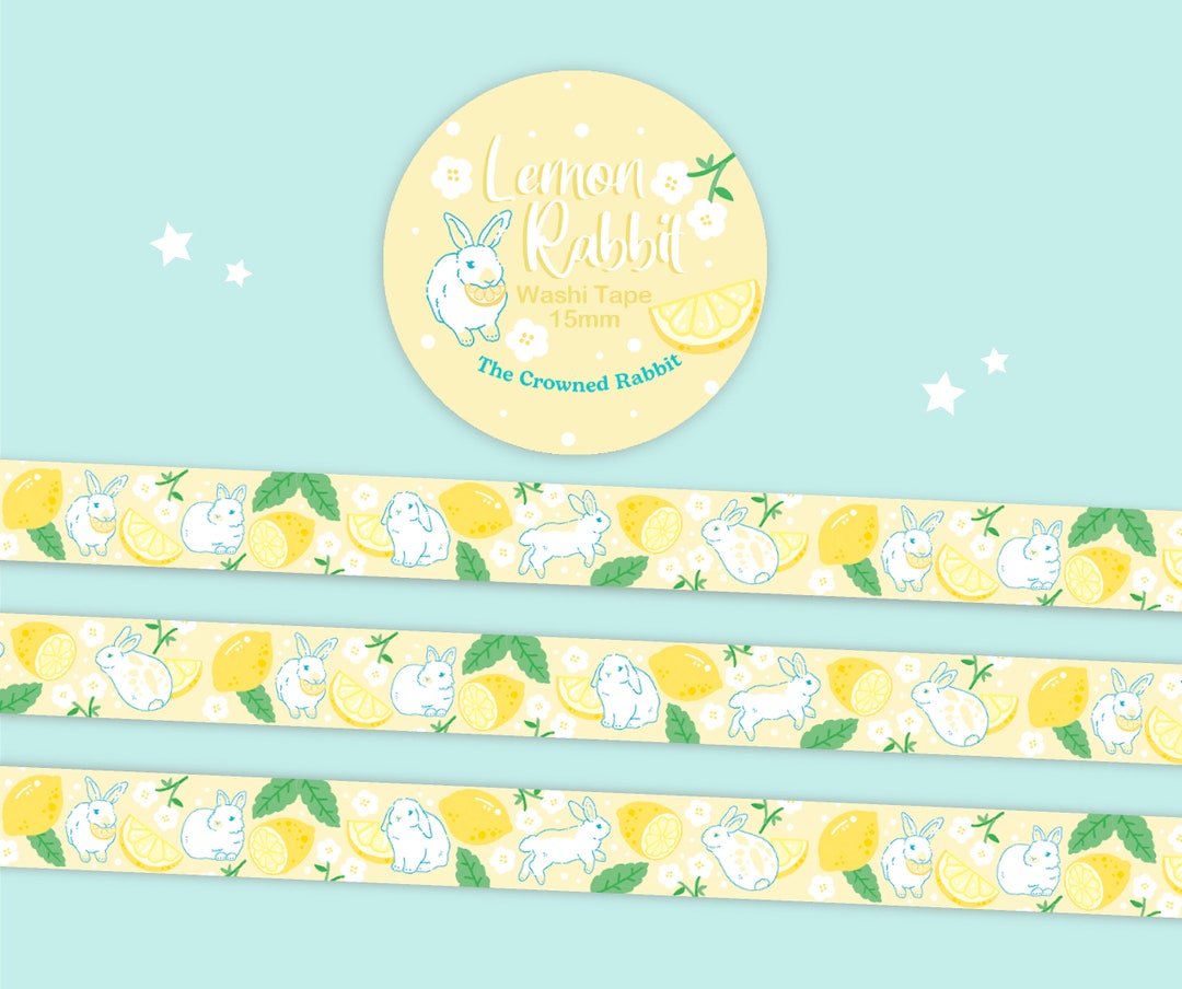Lemon Rabbit Washi Tape, Washi Tape, Fruit Washi Tape, Rabbit Washi ...