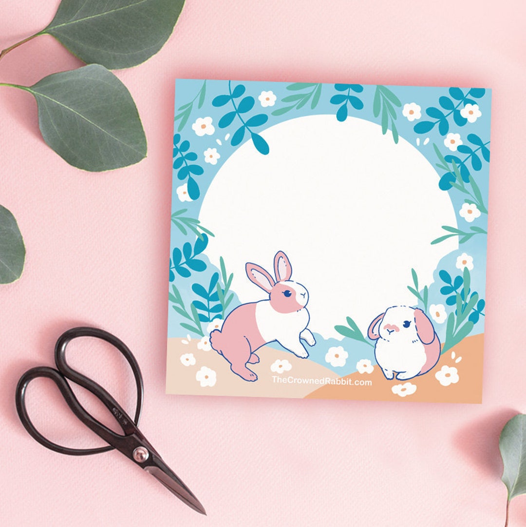 Floral Rabbit Memo Pad, Rabbit Stationery, Bunny Stationery, Memo Pads ...