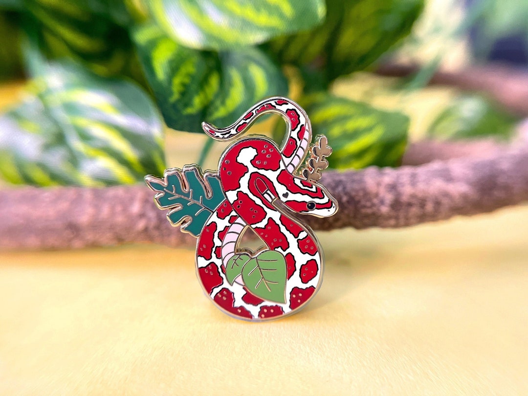 Crimson Corn Snake Enamel Pin Red Snake Enamel Pins, Red Snakes, Corn ...