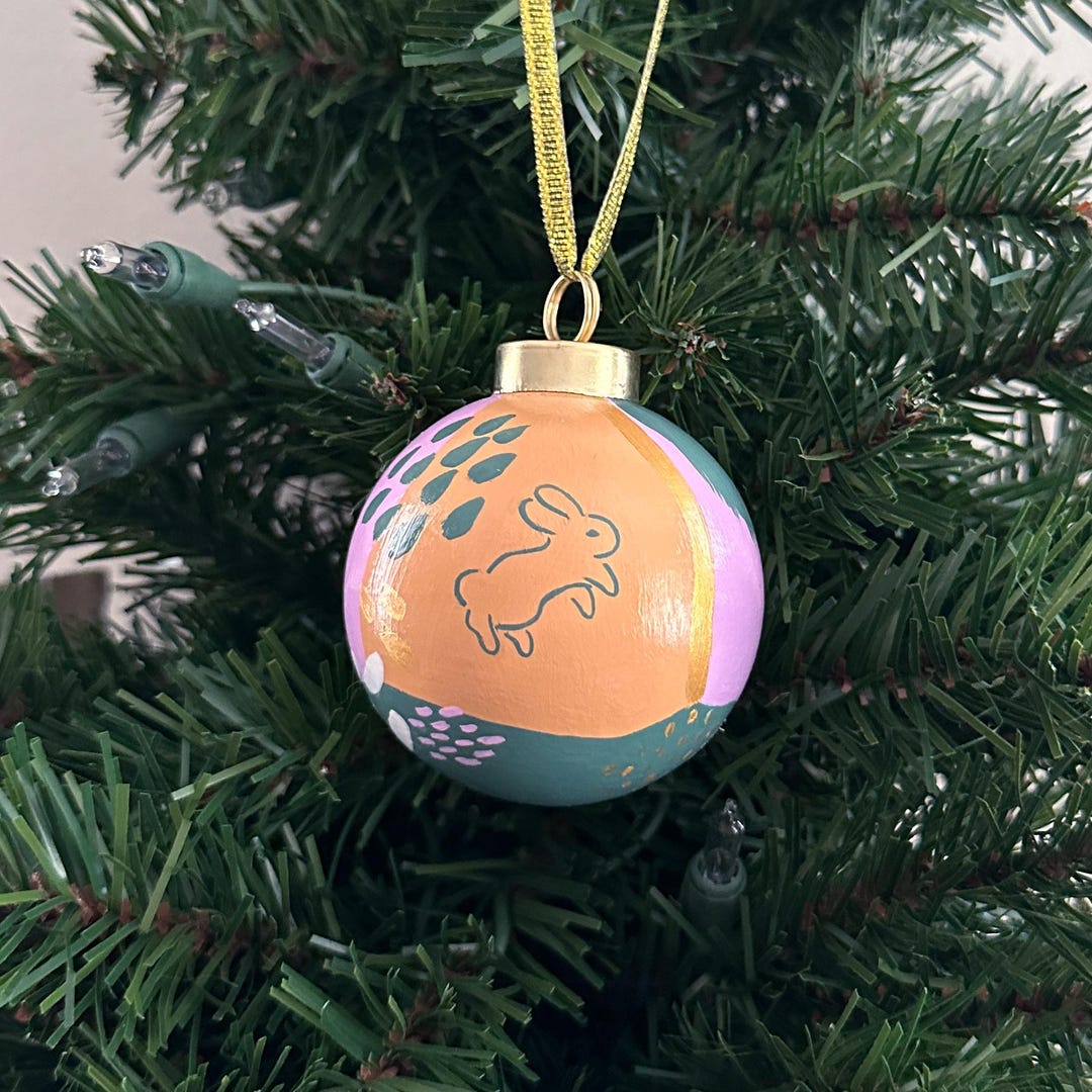 Artistic Painterly Bunny Ornament, Hand Painted Ceramic Ornament ...