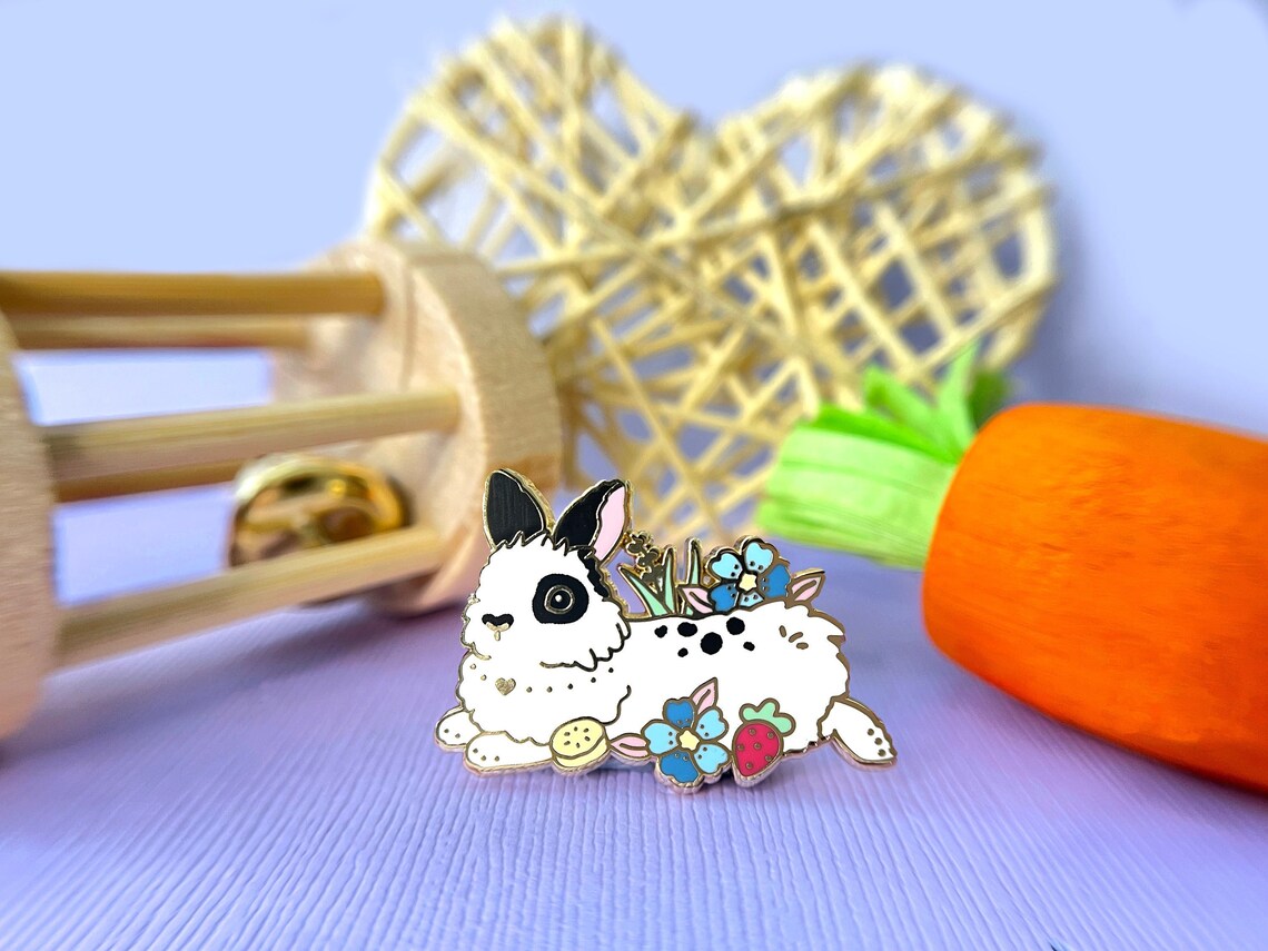Black Spotted Lionhead Rabbit Enamel Pin Lionhead Rabbit - Etsy
