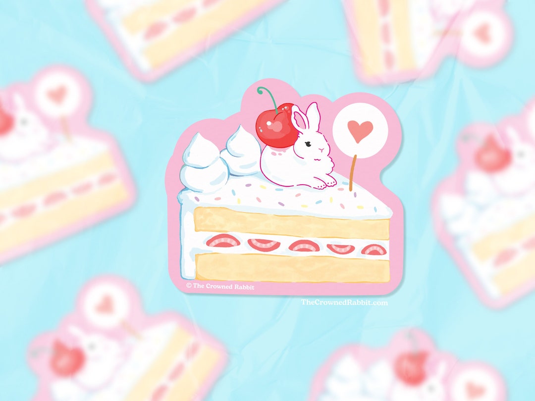 Bunny Cake Vinyl Sticker, Rabbit Vinyl Sticker, Birthday Gift, Birthday ...