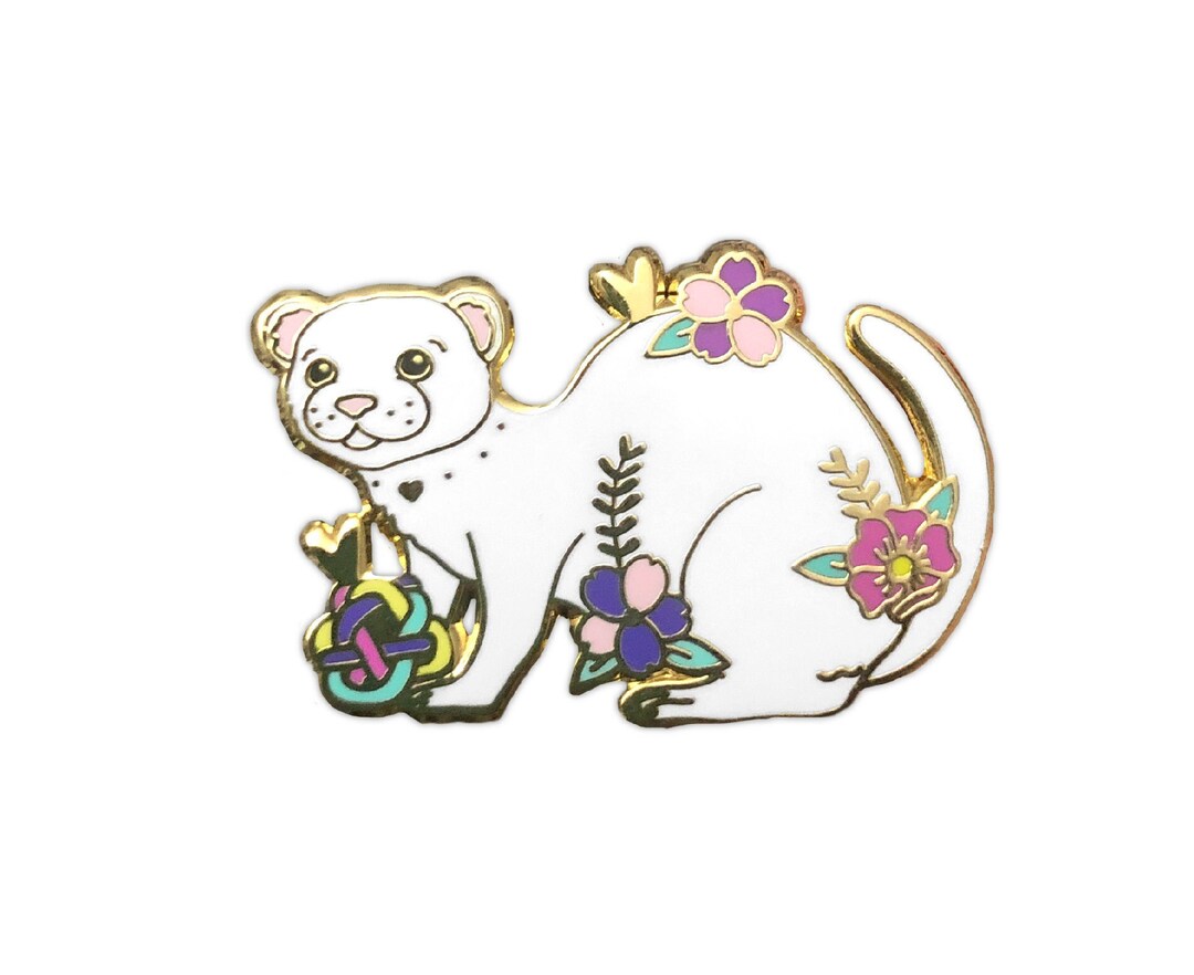 White Ferret Enamel Pin, Enamel Pin, Ferret Pin, Ferret Enamel Pin ...