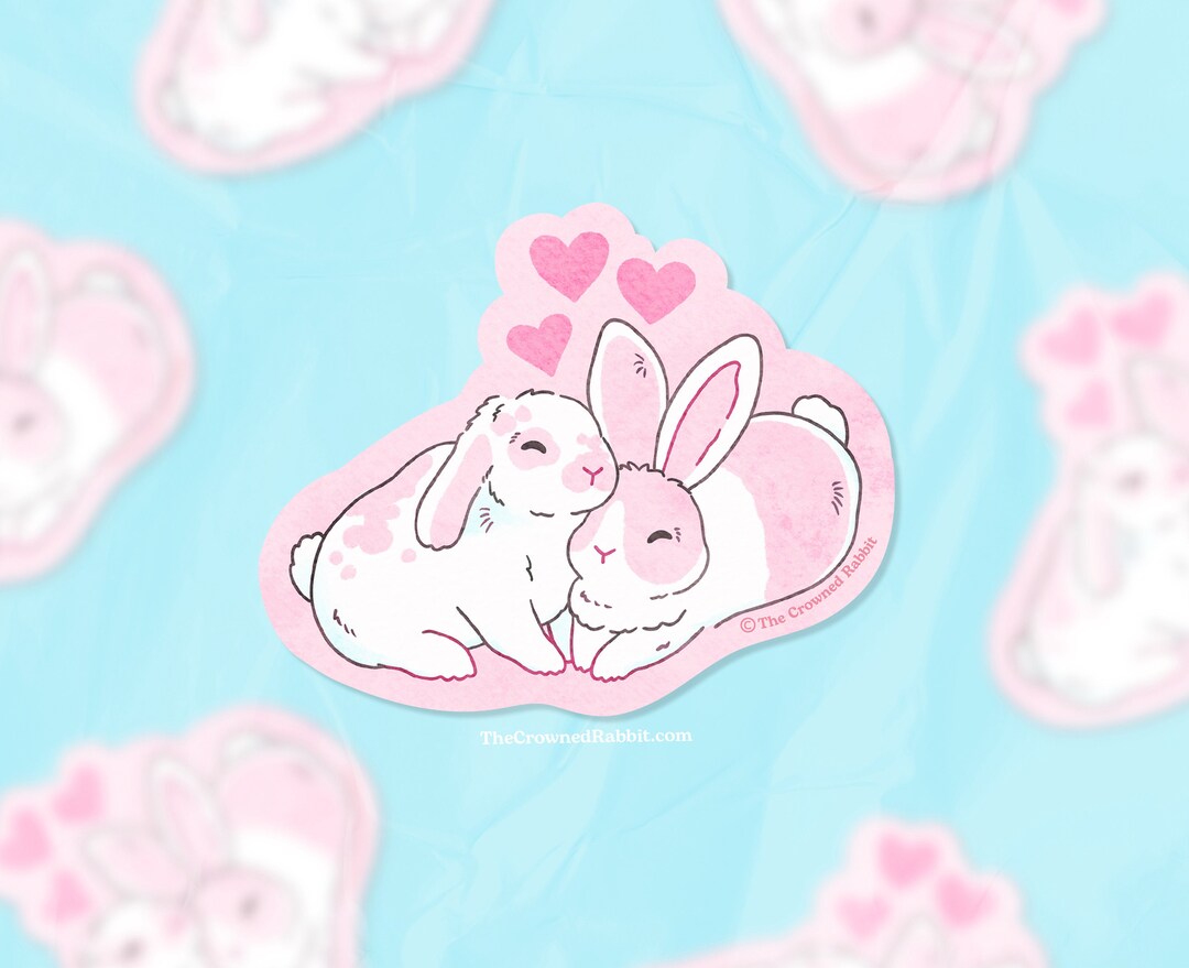 Cuddle Rabbit Vinyl Sticker, Die Cut Sticker, Rabbit Vinyl Sticker ...