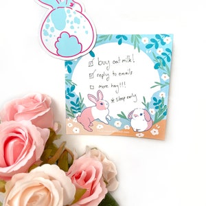 Floral Rabbit Memo Pad, Rabbit Stationery, Bunny Stationery, Memo Pads ...