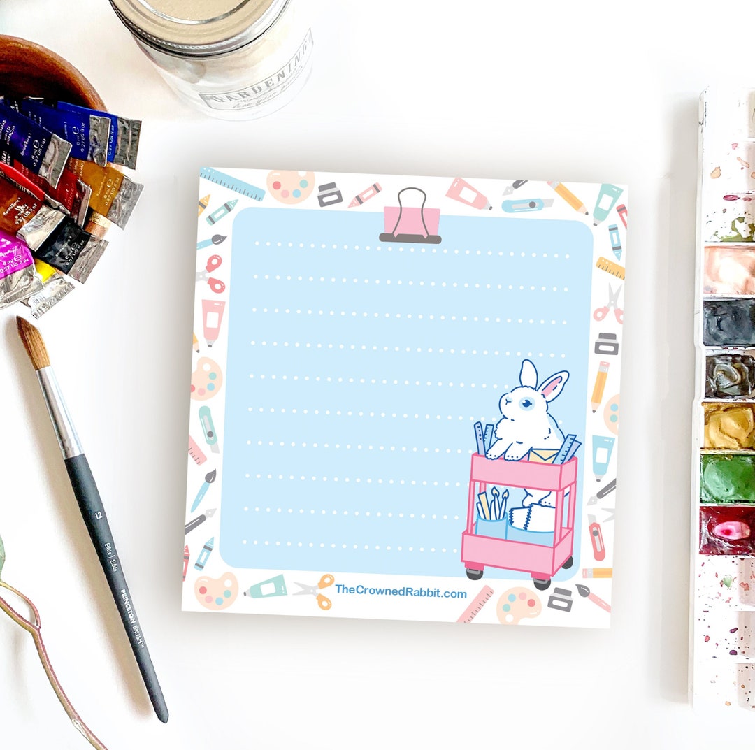 Artist Rabbit Memo Pad, Rabbit Stationery, Bunny Stationery, Memo Pads ...