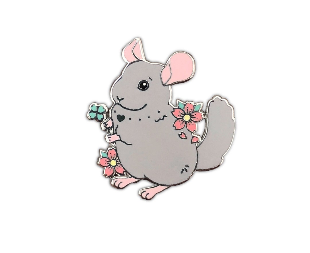 Grey Chinchilla Pin, Enamel Pin, Chinchilla, Chinchilla Enamel Pin ...
