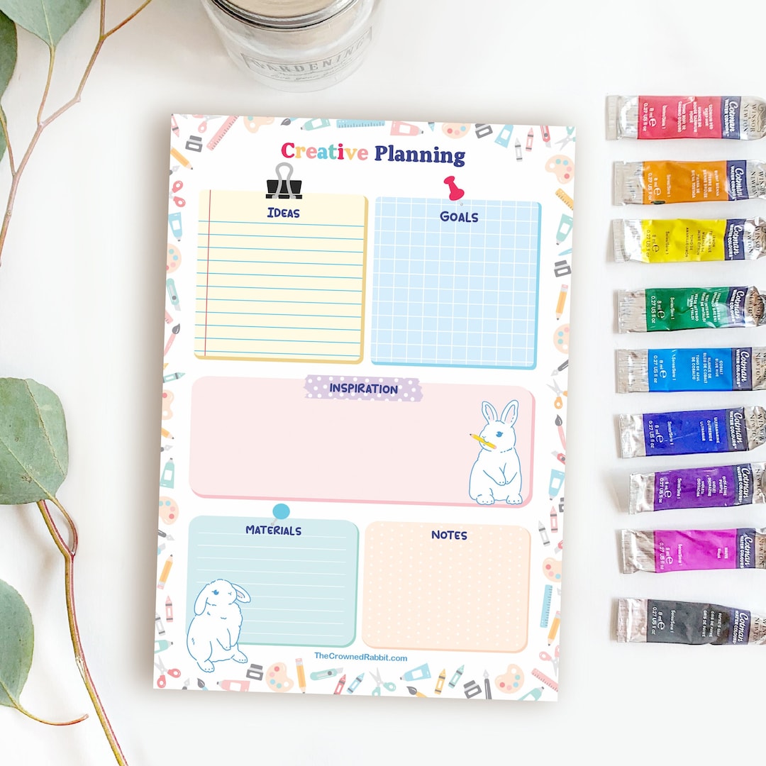 Creative Planning Rabbit Memo Pad, Planner, Rabbit Stationery, Bunny ...