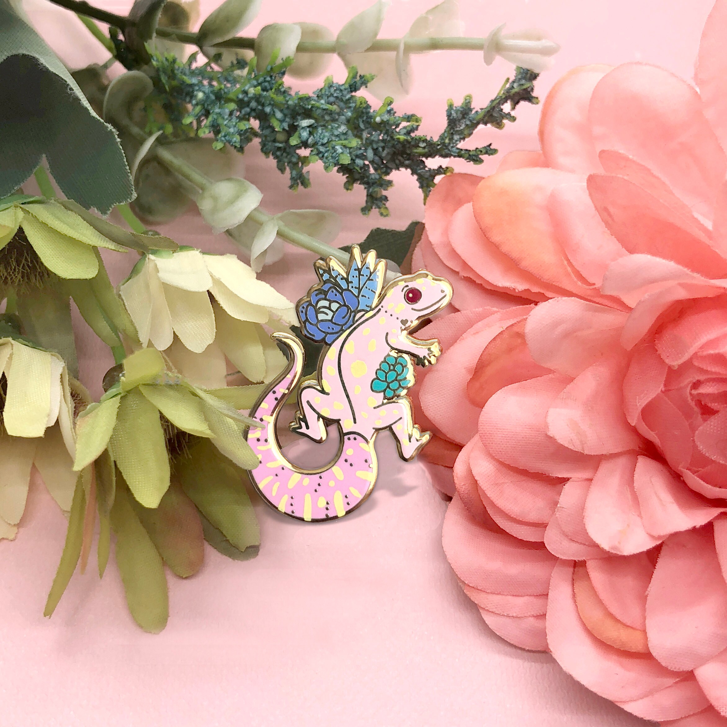 Pink Spotted Gecko Pin Gecko Pin Enamel Pins Enamel Pin - Etsy