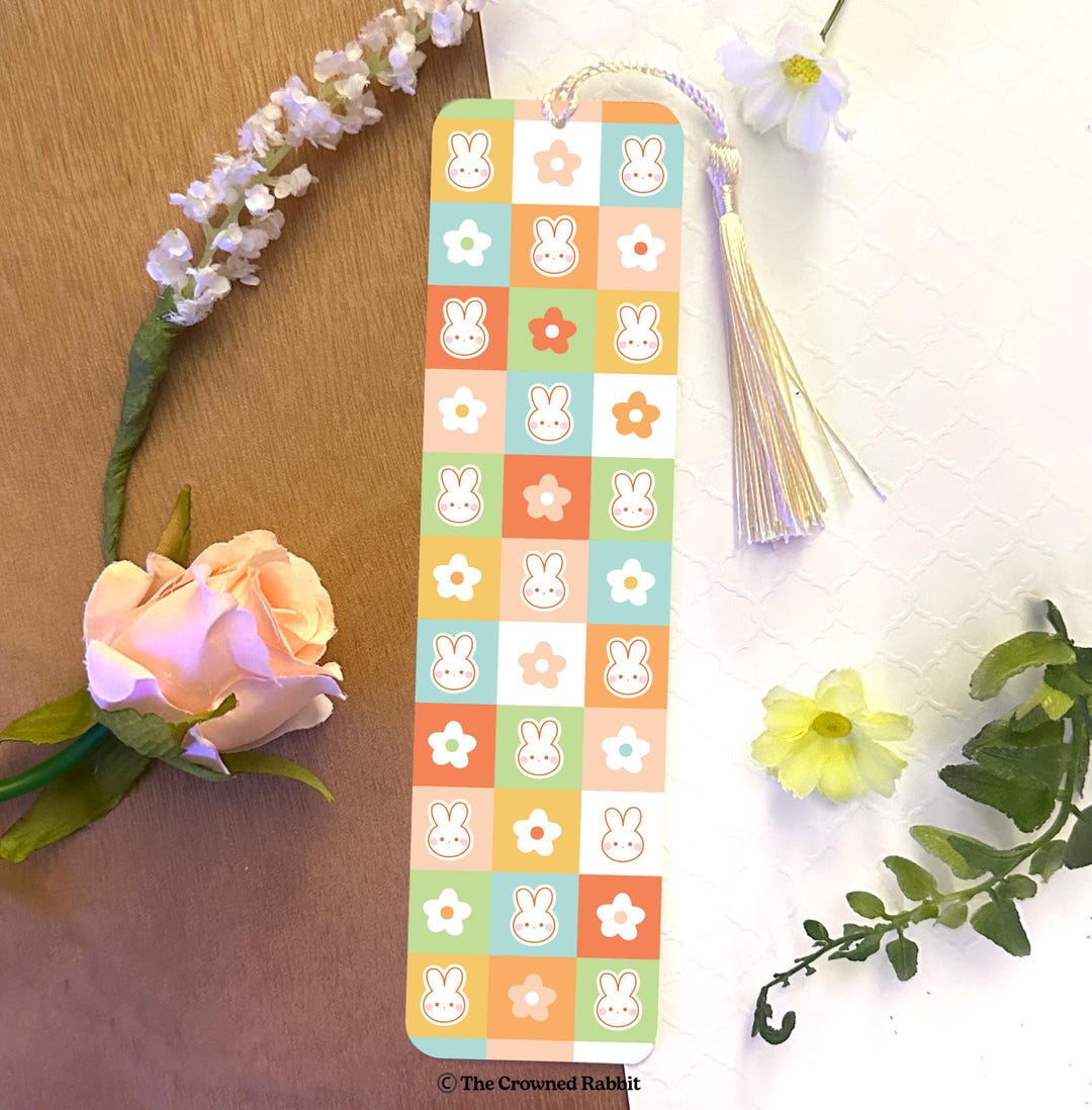Patchwork Rabbit Bookmark, Kawaii Bookmark, Book Club, Bunny Bookmark ...