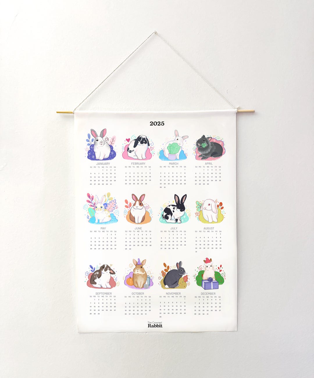 2025 Rabbit Ver.2 Wall Calendar, 2025 Calendar, Wall Calendar, Rabbits ...