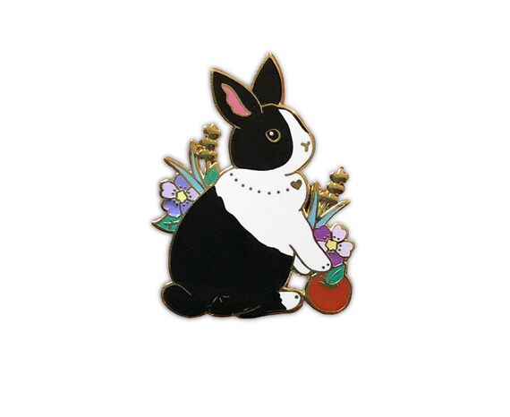 Black Dutch Bun Butt Pin Enamel Pin Rabbit Pin Bunny Pin - Etsy
