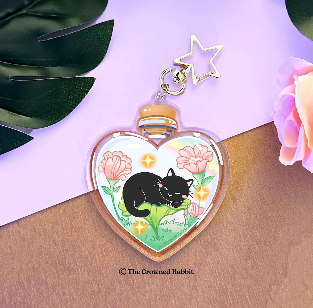 Black Cat Potion Bottle Acrylic Keychain, Cat Keychain, Gift for Her ...