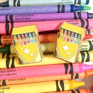 Crayon Set Enamel Pin, Retro Pin, Hard Enamel Pin, Crayon Art, Gift for ...