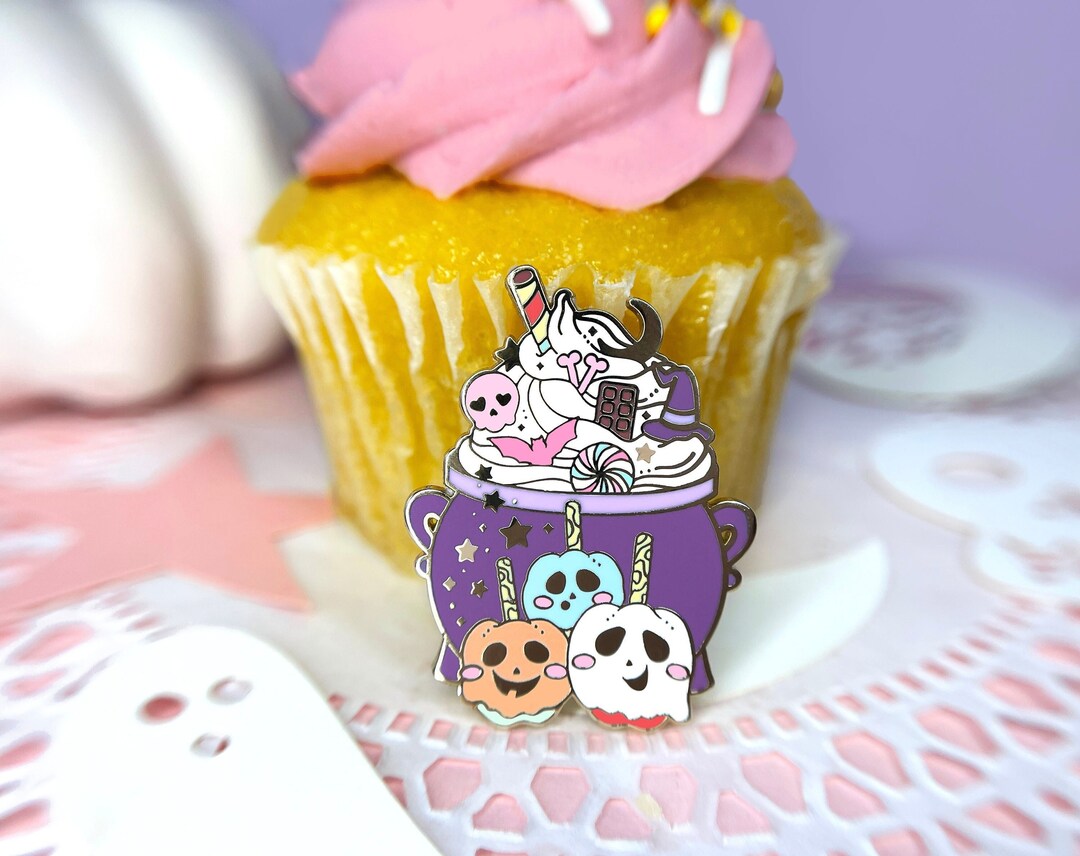 Whipped Cream Witch Cauldron Enamel Pin, Cauldron Enamel Pin, Halloween ...