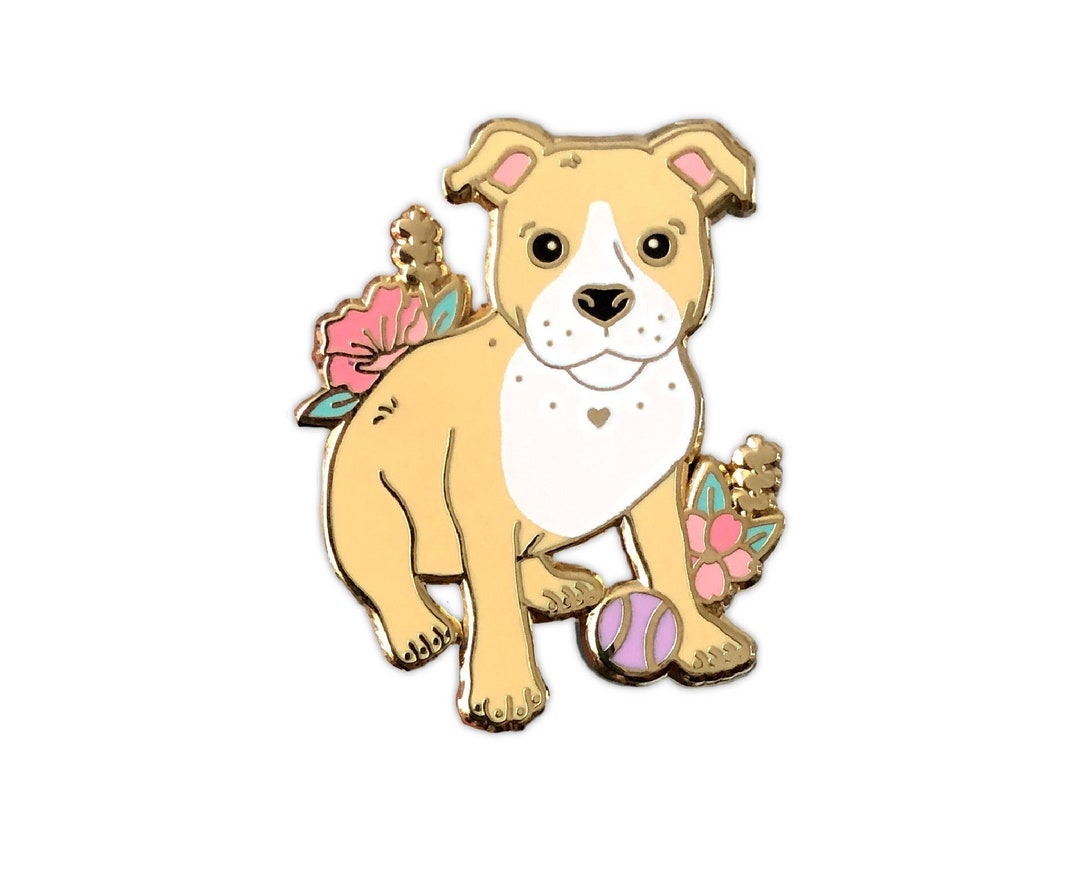 Tan Pit Bull Enamel Pin, Enamel Pin, Pit Bull, Dog Pin, Dog, Dog Enamel ...