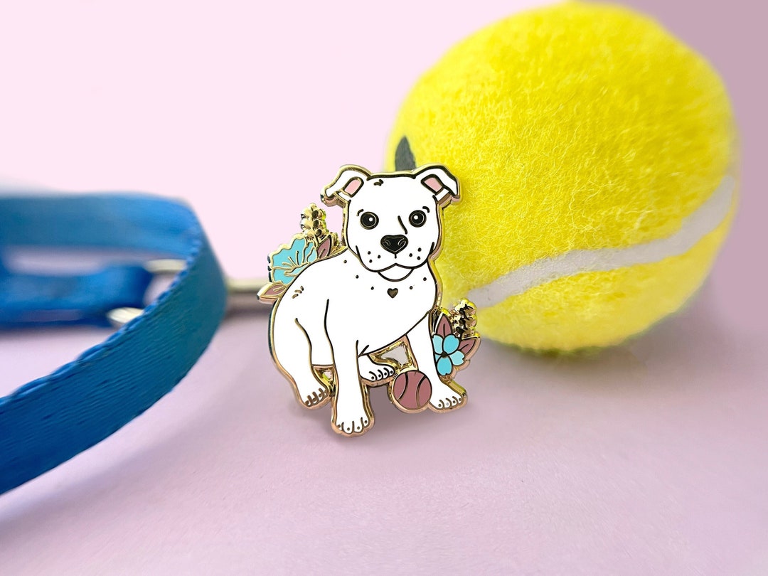 White Pit Bull Enamel Pin, Enamel Pin, Pit Bull, Dog Pin, Dog, Dog ...