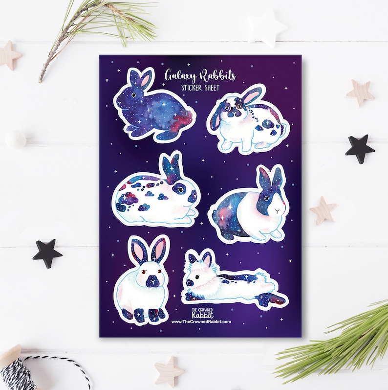 Galaxy Rabbit Vinyl Sticker Sheet Galaxy Stickers Rabbit - Etsy