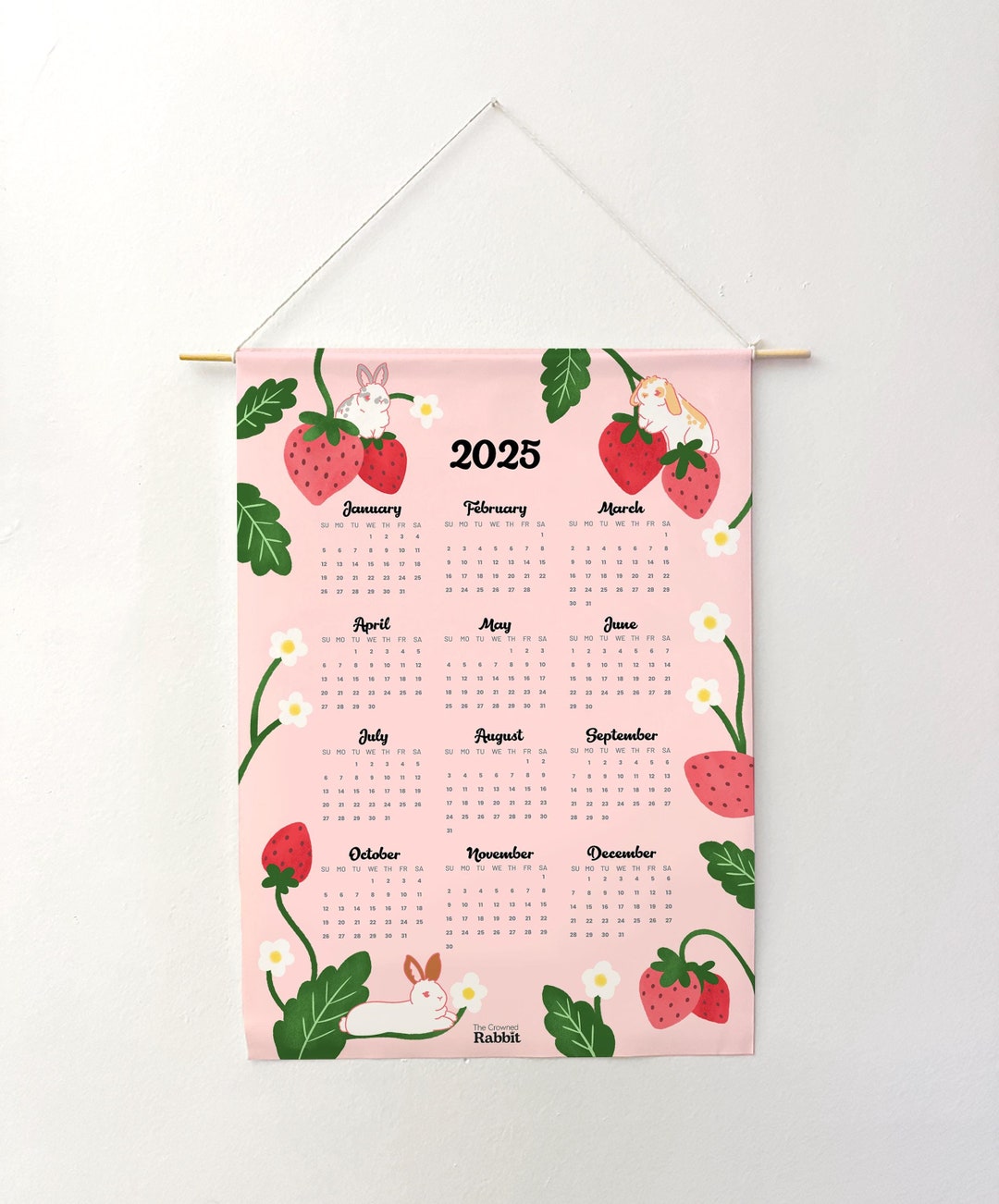 2025 Strawberry Rabbit Wall Calendar, 2025 Calendar, Wall Calendar ...
